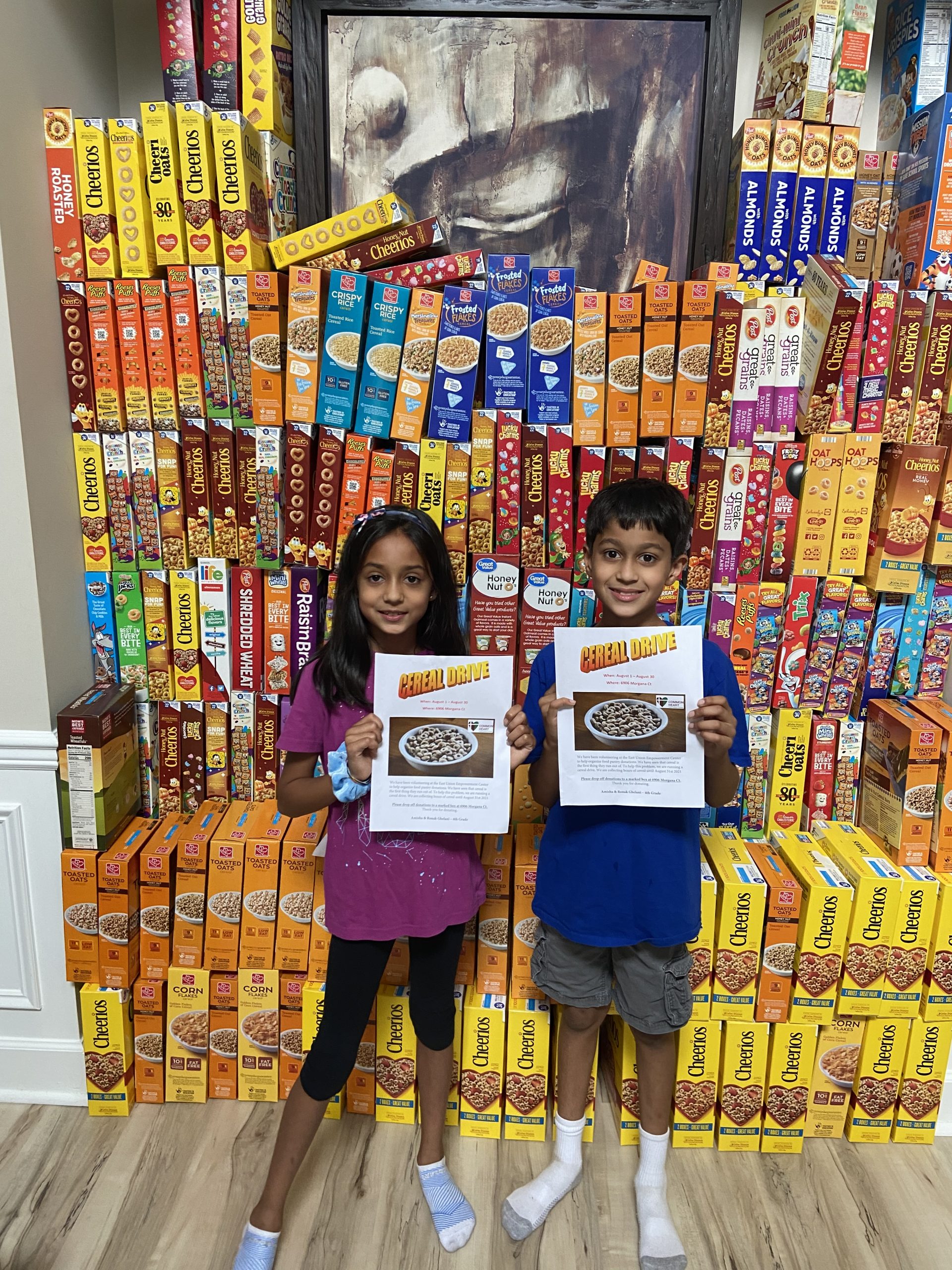 9-year-old twins collect 500+ boxes of cereal - Common Heart